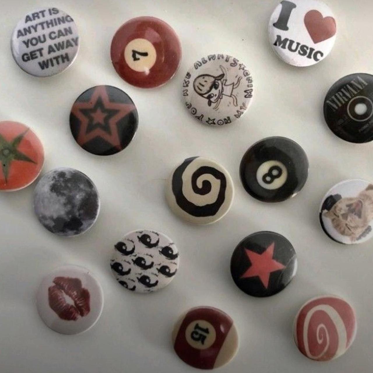 Custom circular pins 💗 DM me, I will provide you my... - Depop