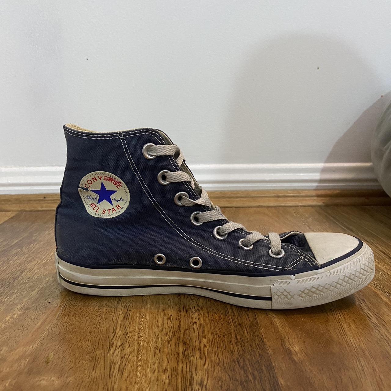blue high top converse all star perfect for a 90s... - Depop