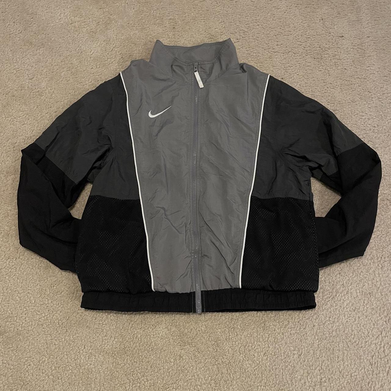 Large Black and Gray Nike Windbreaker... - Depop