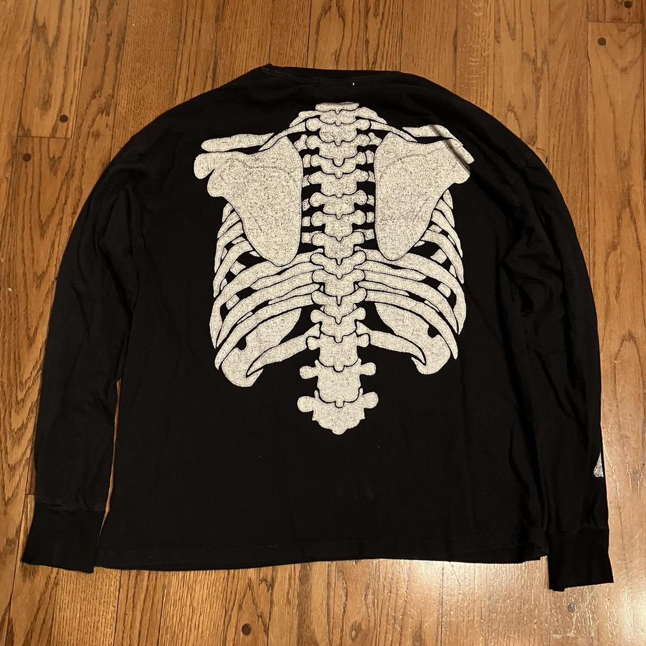 MNML Black Men’s Longsleeve Skeleton T-Shirt Tee... - Depop