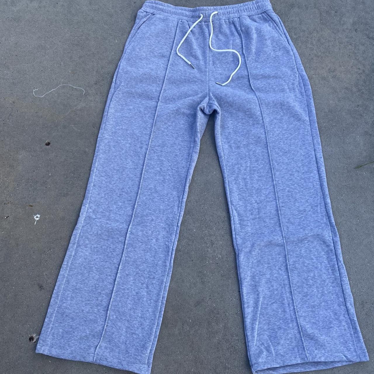Sick baggy grey sweats with white laces, looks great... - Depop