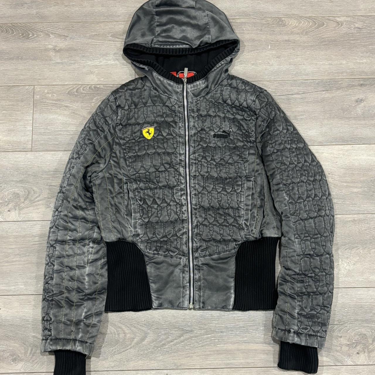 Ferrari X Puma grey and black puffer jacket with... - Depop