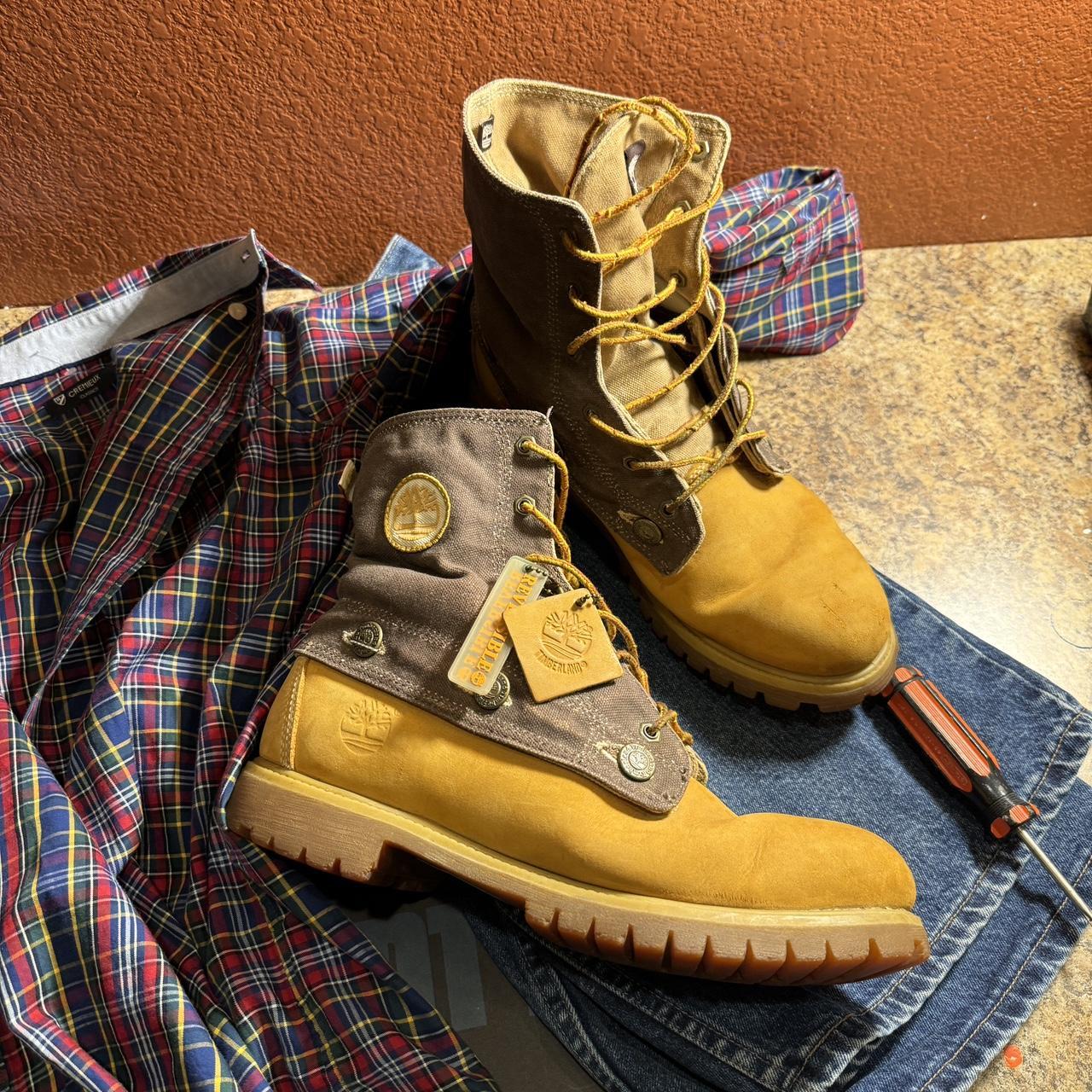 Vintage Timberlands😨 reversible hardly worn - Depop