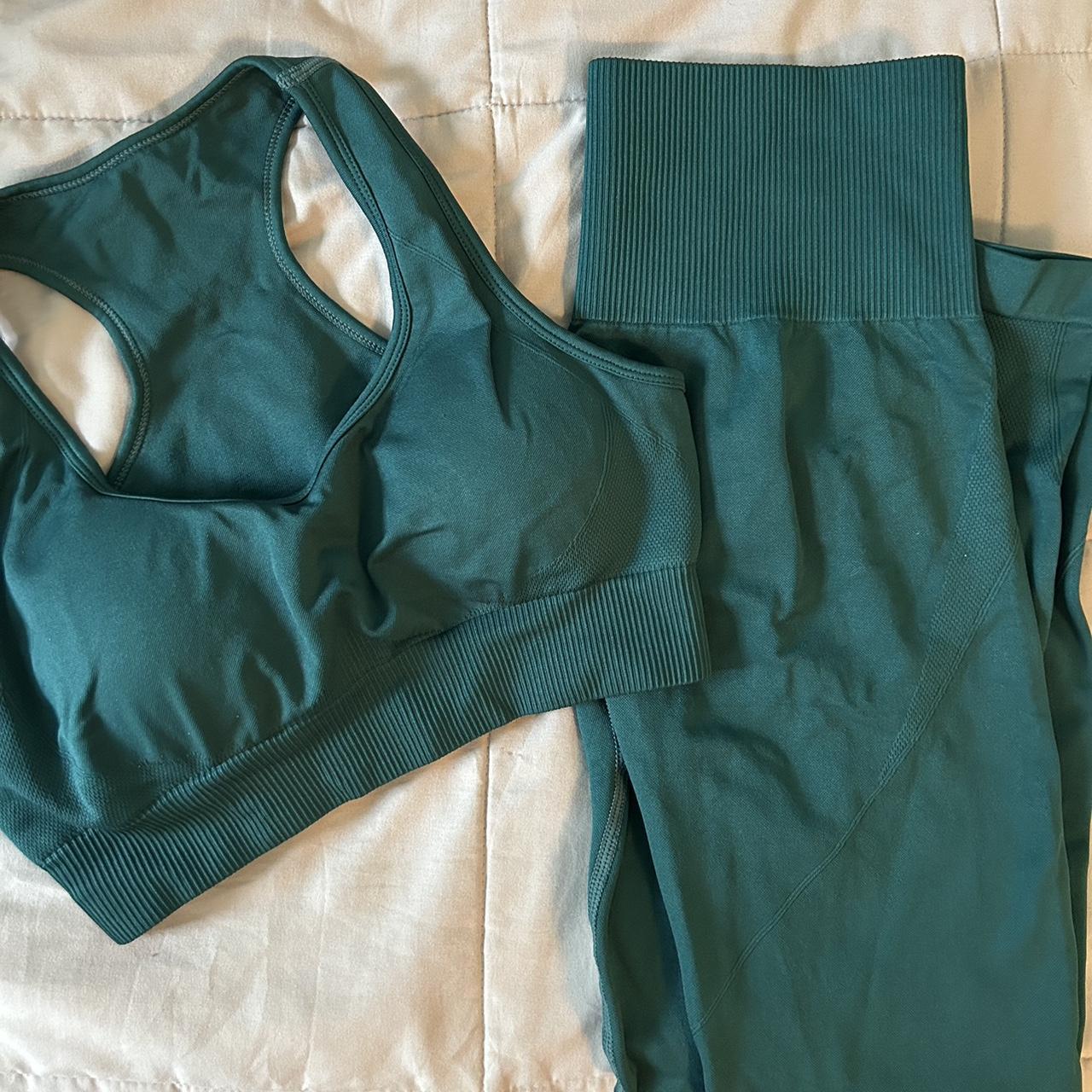 teal Amazon workout set Worn once for a costume... - Depop