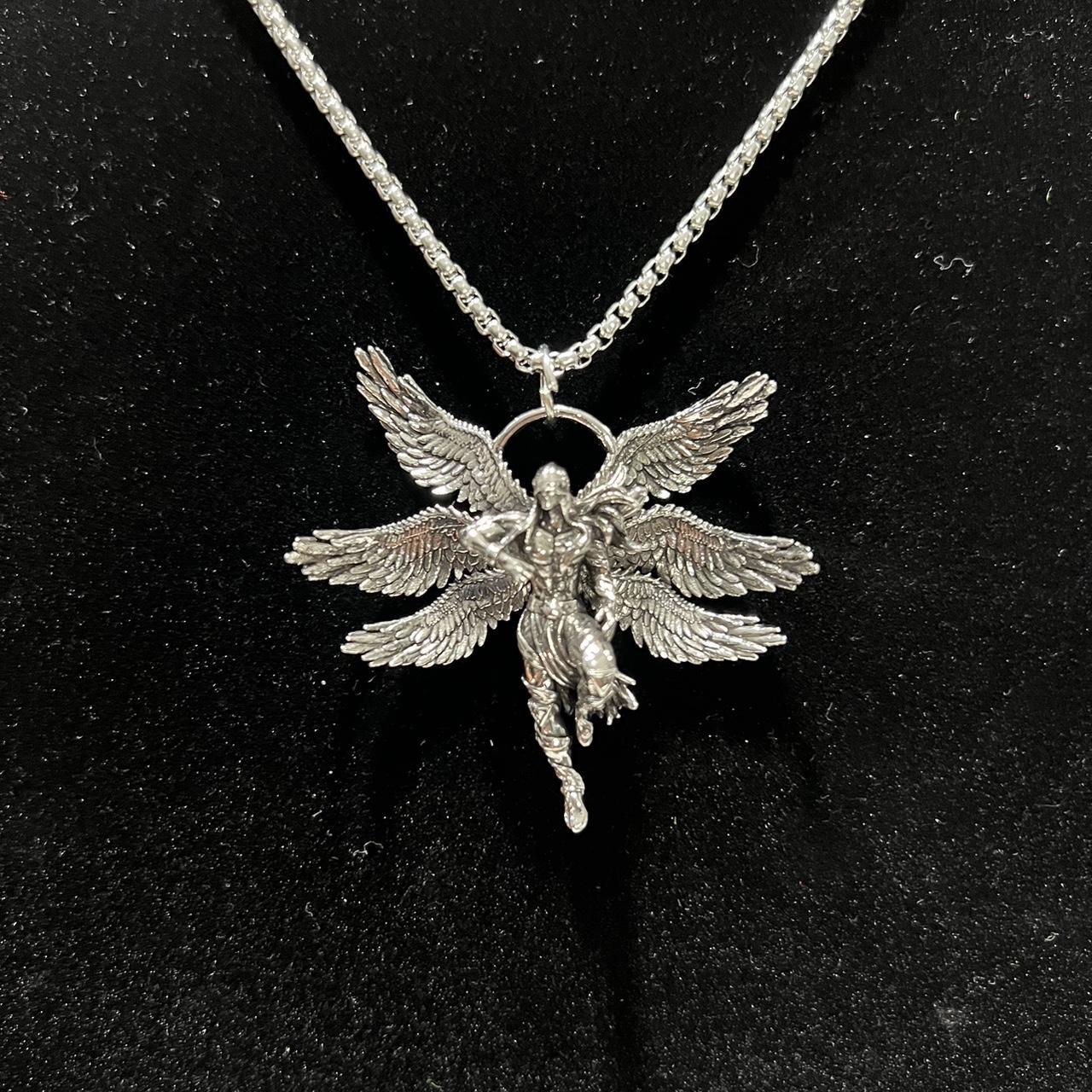 Y2K flying angel trendy angel piece with silver... - Depop
