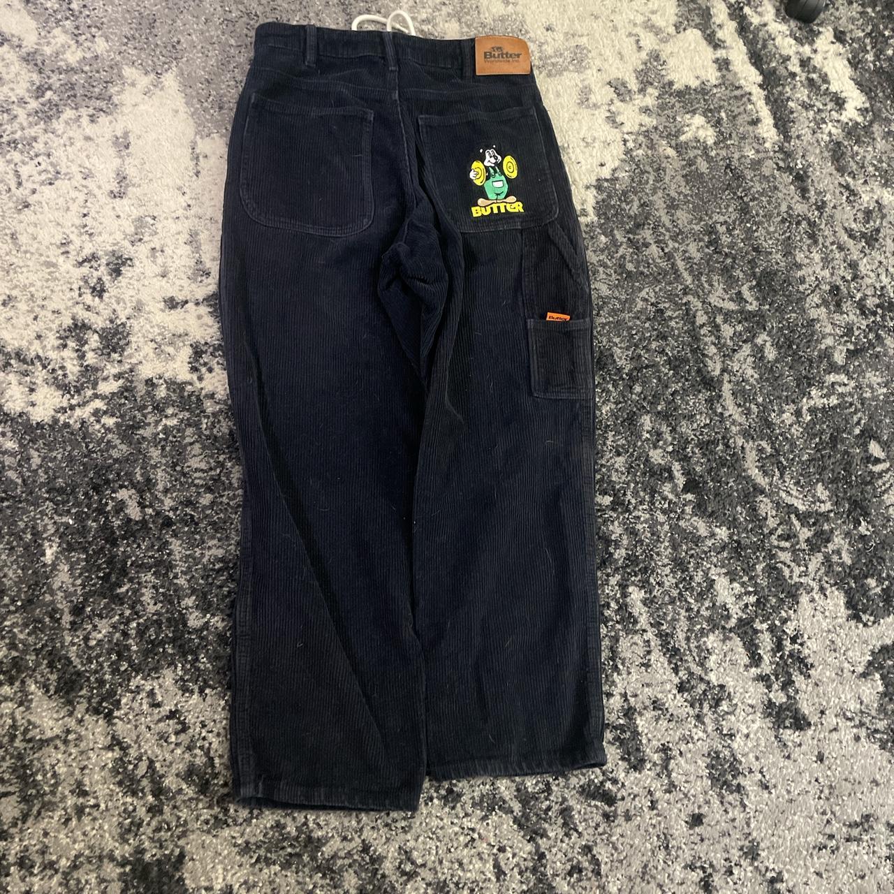 Black Corduroy Butter jeans -28 -very baggy... - Depop