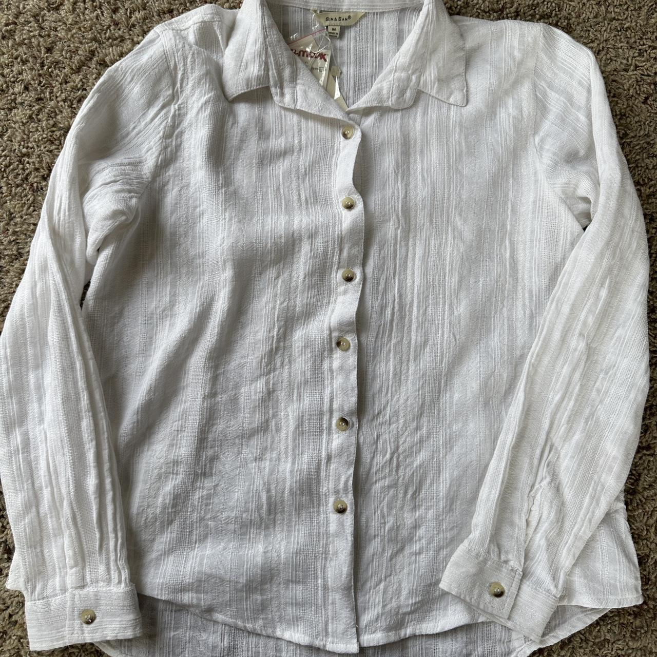 Sim and Sam white button down shirt with tags Size... - Depop