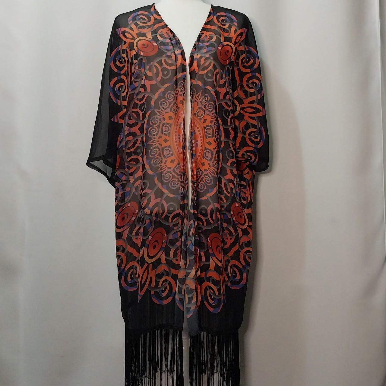 Groovy flowy kimono, beachwear with amazing print... - Depop