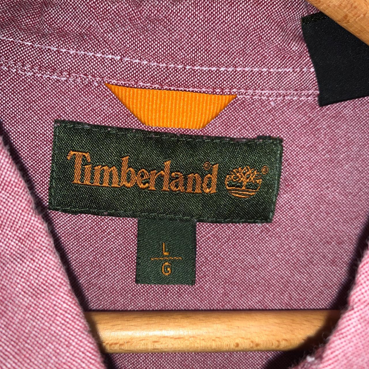 Timberland Red Button Up Mens Large White stitched... - Depop