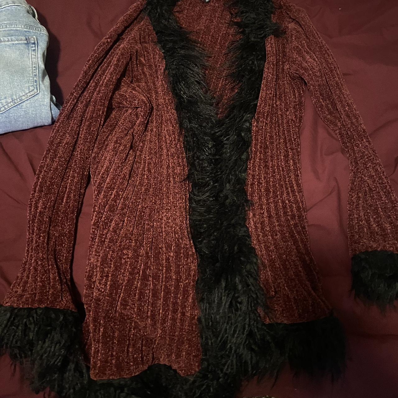 Dollskill fur long cardigan size XL worn twice... - Depop