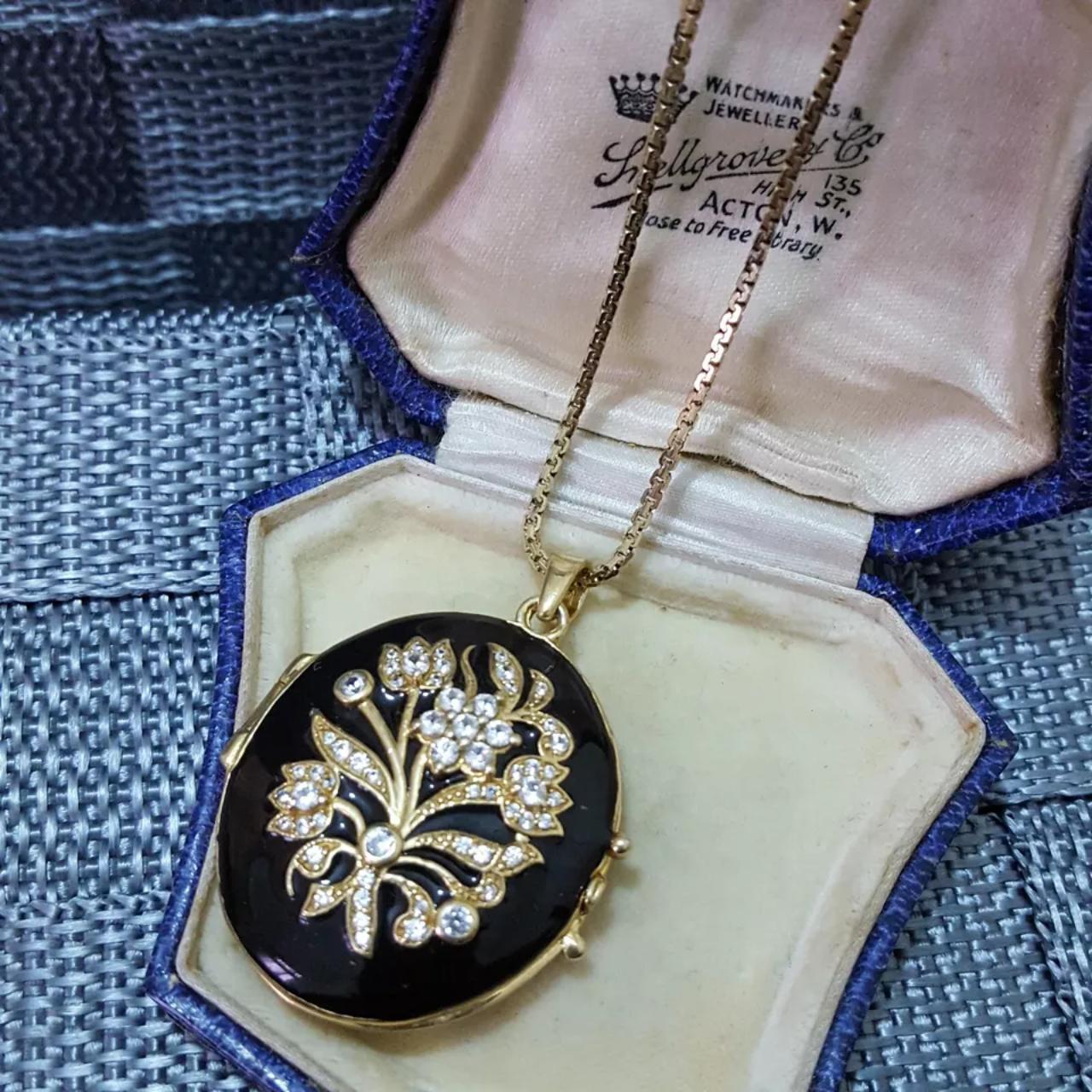 925 Sterling Silver Locket, Gold Plated, Antique... | Depop