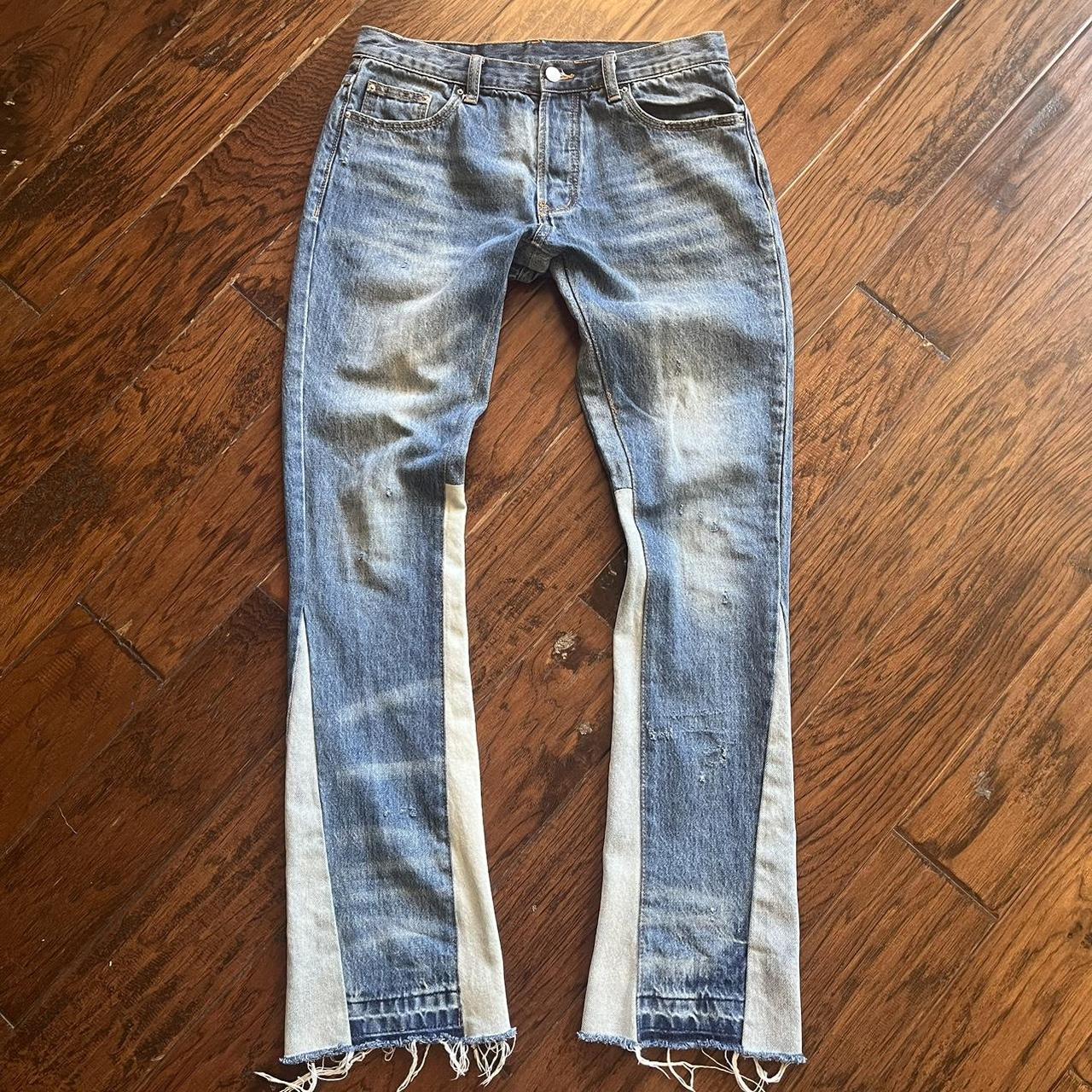 mnml flare jeans #flare #mnml #disstressed #y2k... | Depop