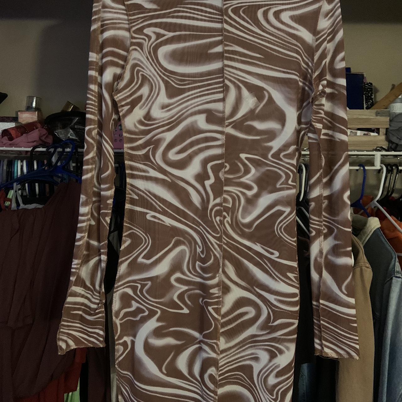 sheer brown marbled dress - Depop