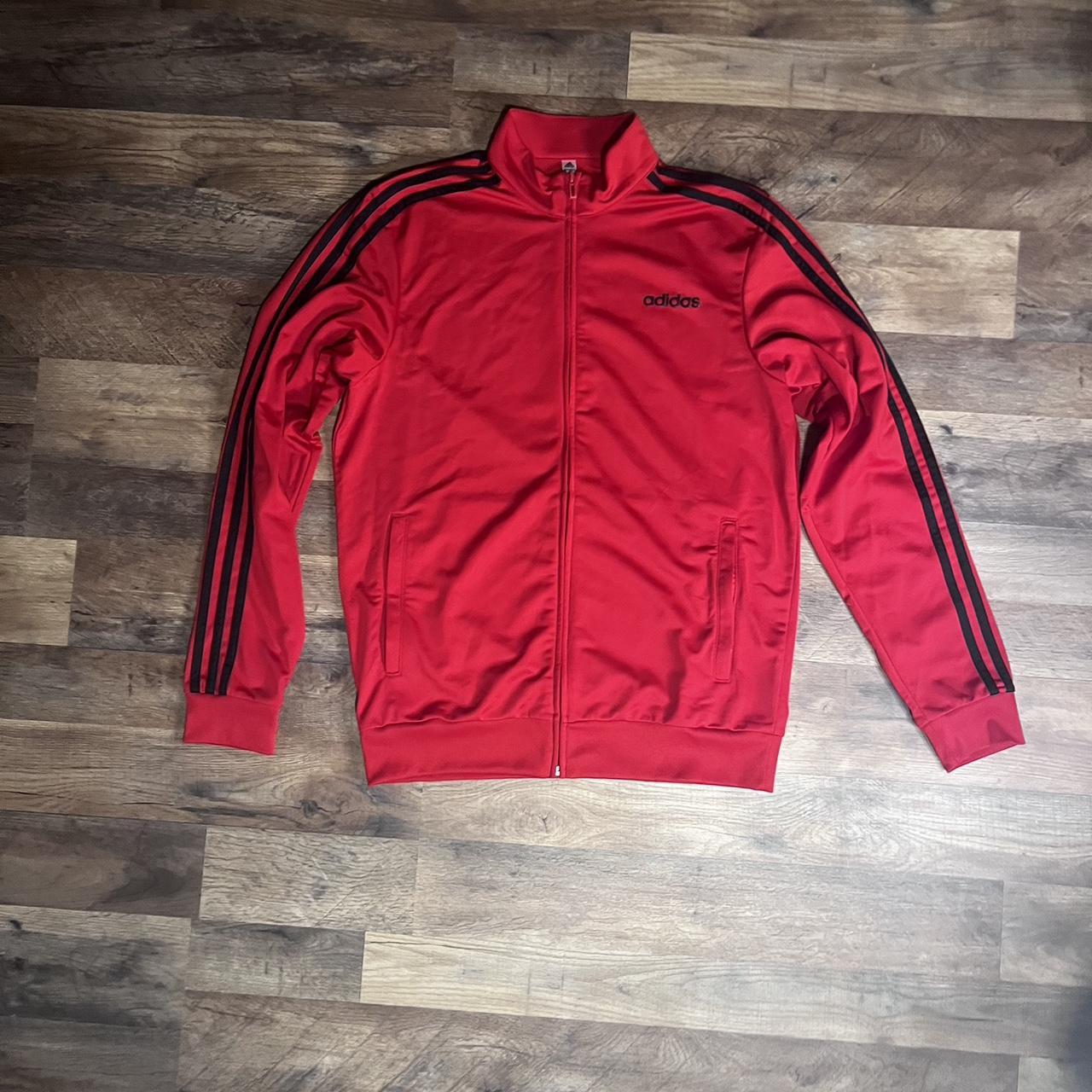 Red Adidas Zip Up Jacket Size Medium | Depop