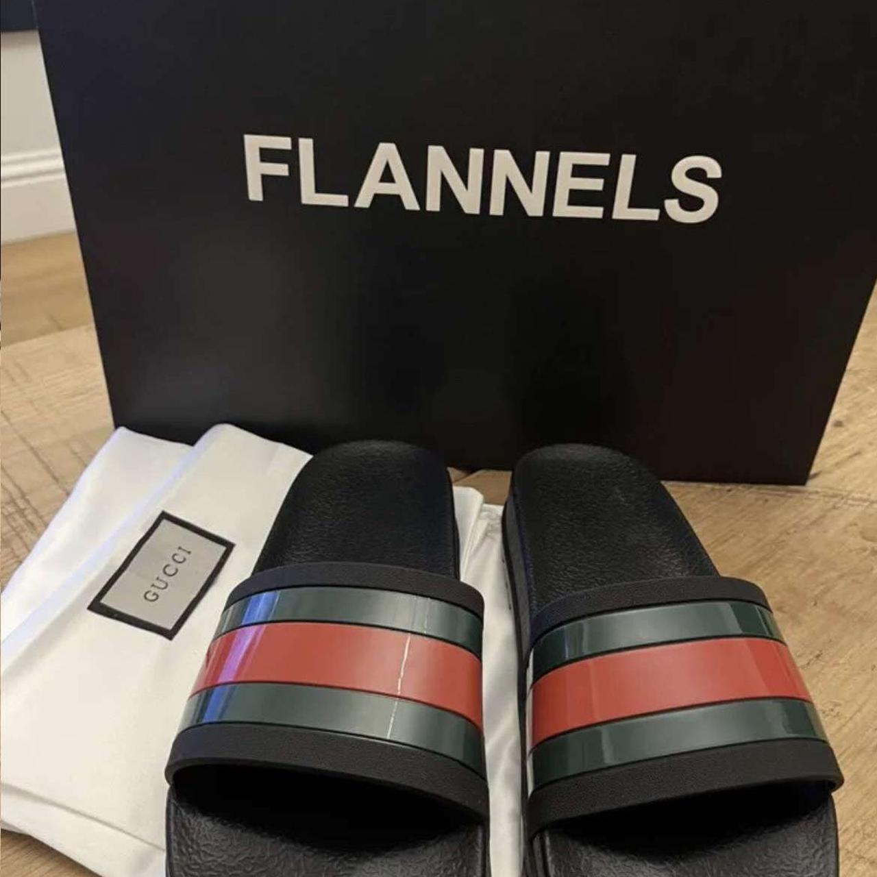 GUCCI MEN'S WEB SLIDES BLACK BRAND NEW NEED GONE... - Depop