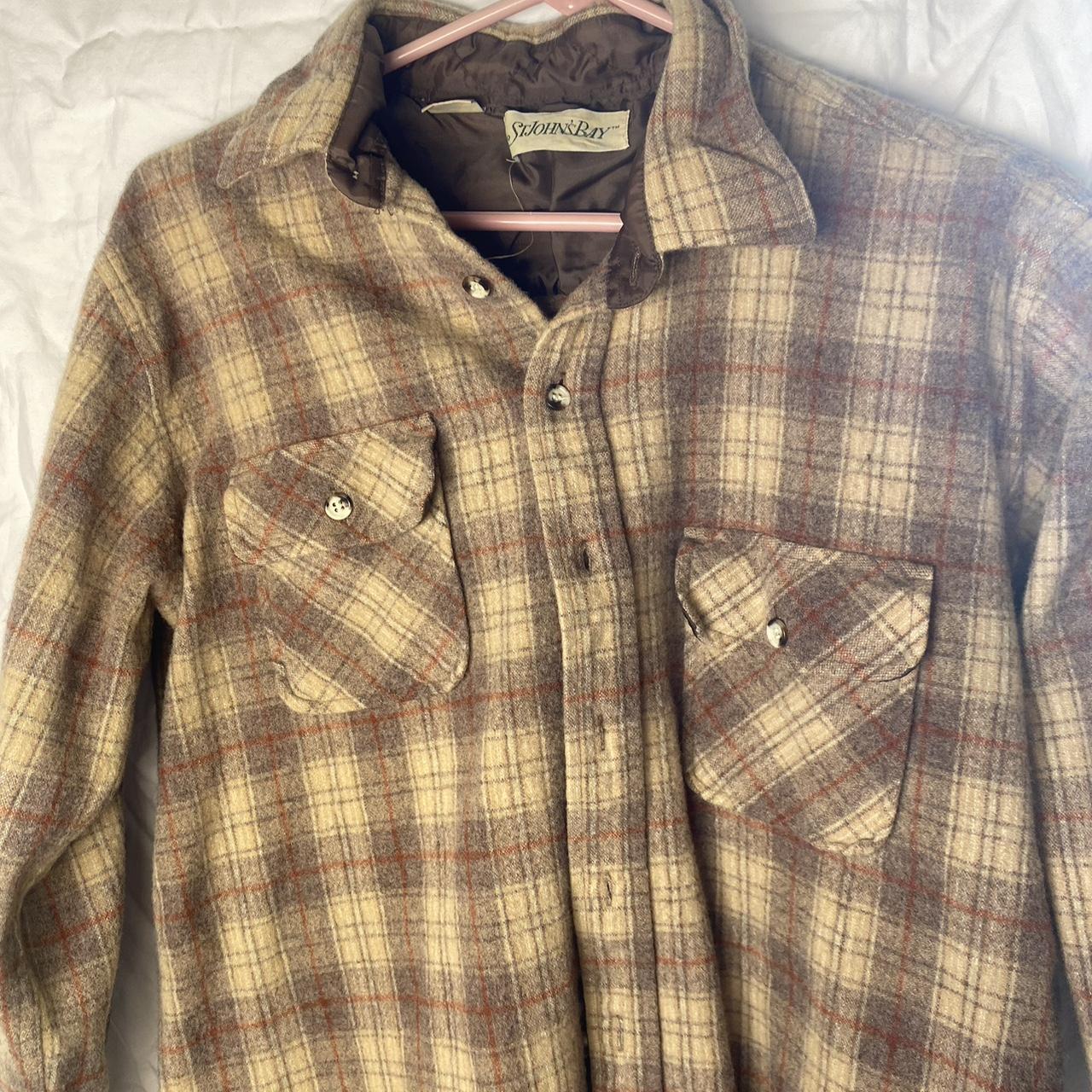 Brown and cream plaid flannel shirt #vintageflannel - Depop