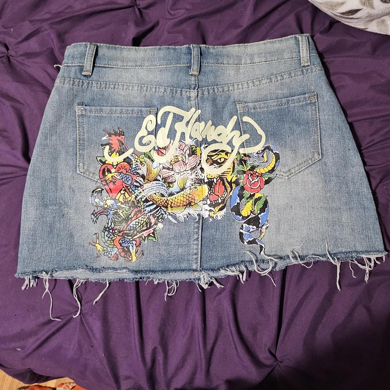 ed hardy painted design skirt waist 16 in length... - Depop