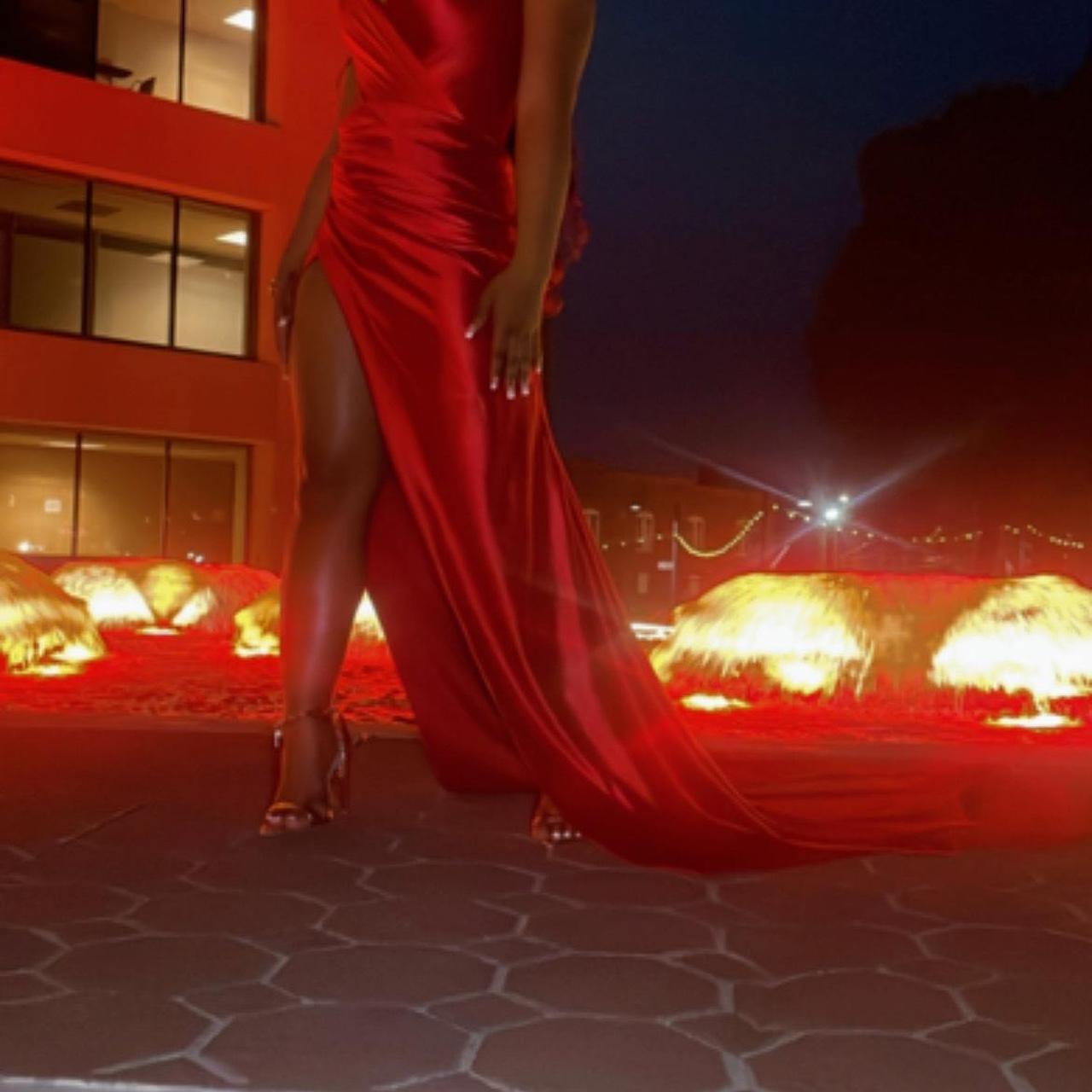 Red metallic dress - Depop