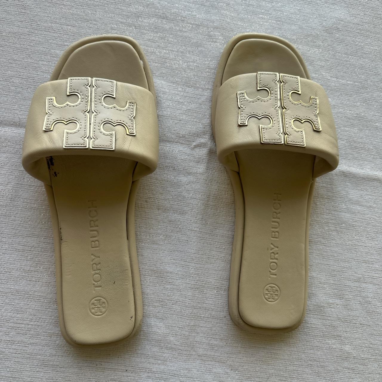 Tory Burch cream colored slides - Depop