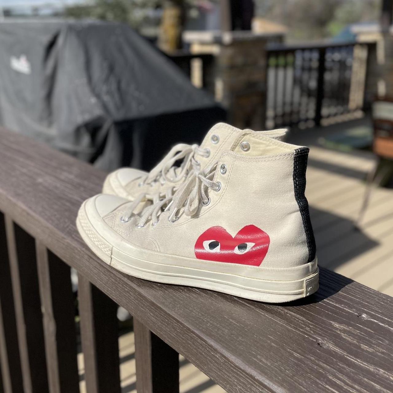 CDG Converse ️‍🔥 -iconic red heart cream... - Depop
