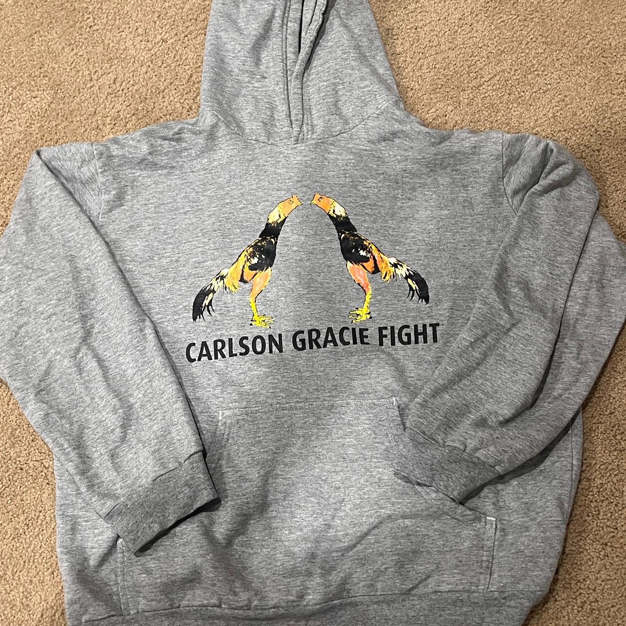 Grey and multi-coloured Carlson Gracie Fight hoodie... | Depop