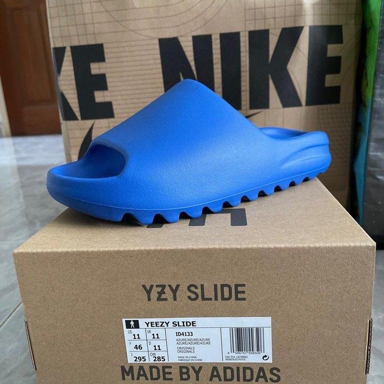 Yeezy slides Azure 100 percent authentic Every... - Depop