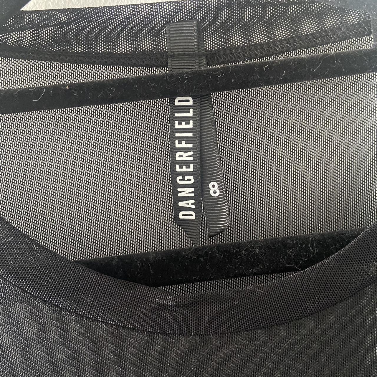 Dangerfield long sleeve plain black mesh top size 8 - Depop