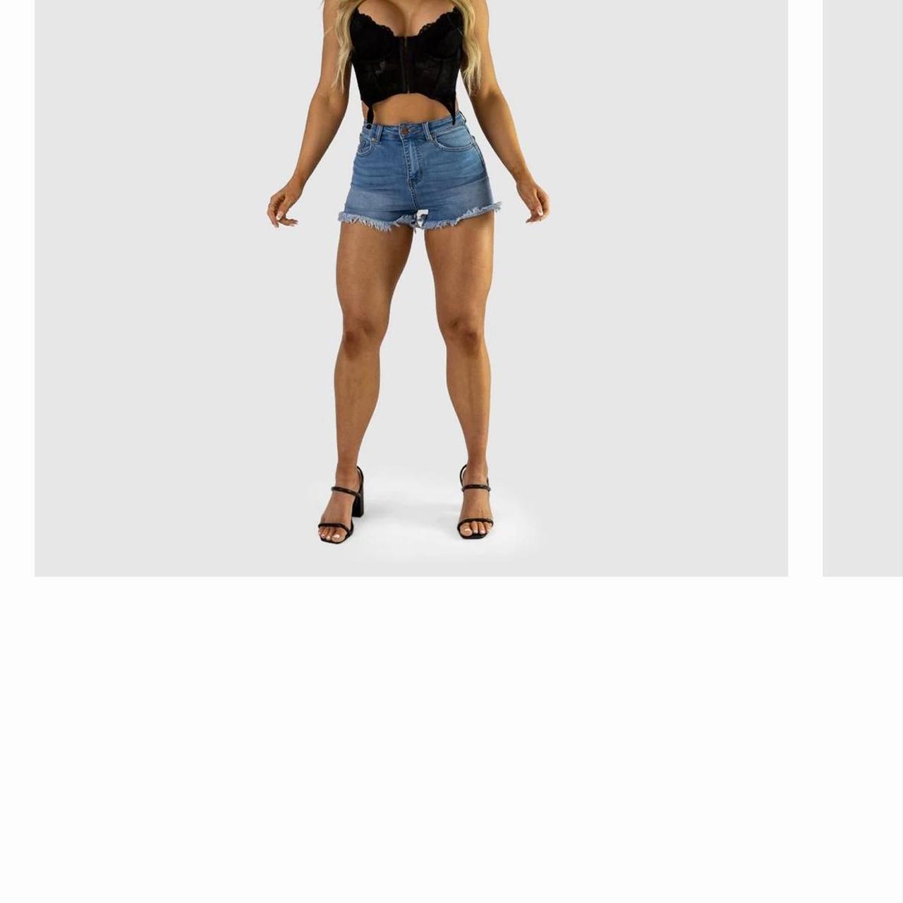 KOJO FIT Impact Cut Off Jeans Shorts - Indigo Brand... | Depop