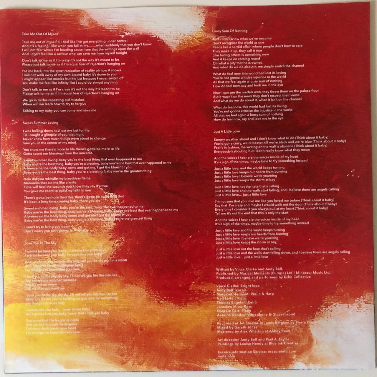 Erasure . World Beyond Vinyl LP Red Vinyl .... - Depop