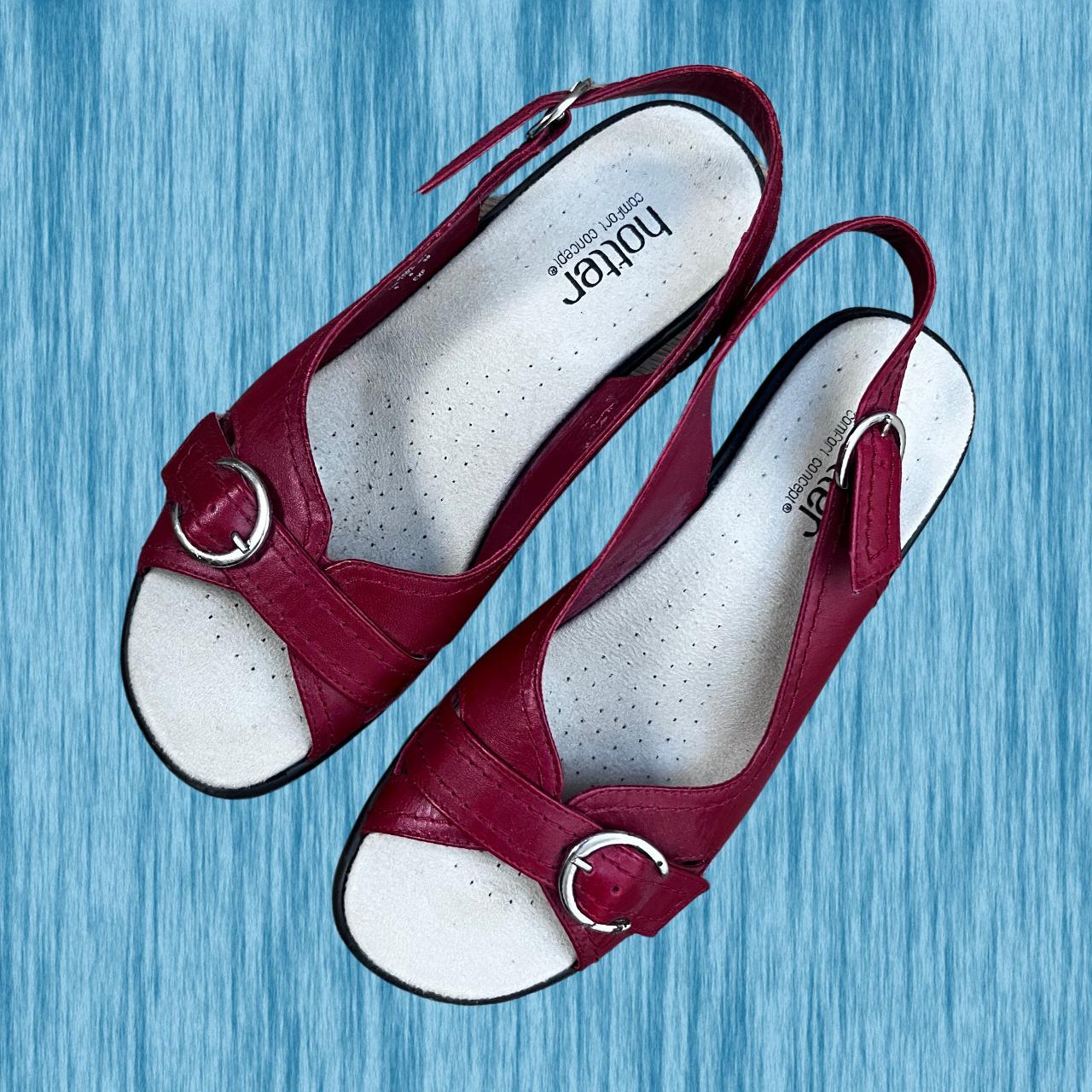 Hotter super-comfy chunky wedge sandals in tomato... - Depop