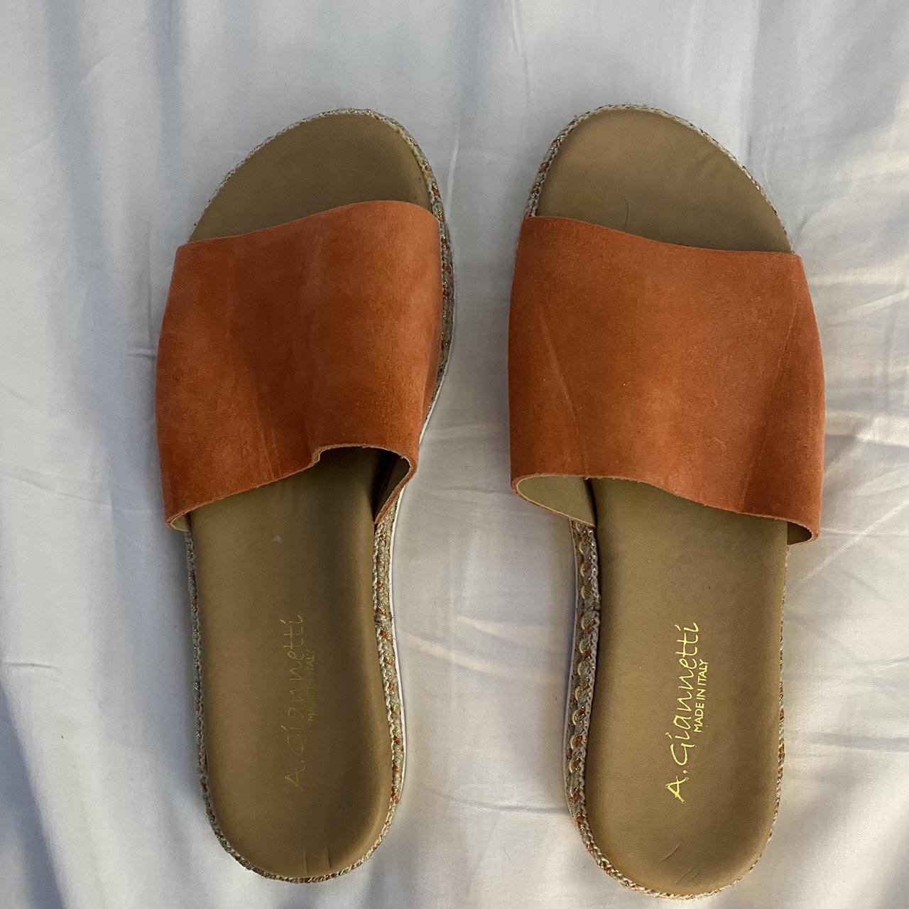 Size 7 sandals. Top material is suede and has... - Depop
