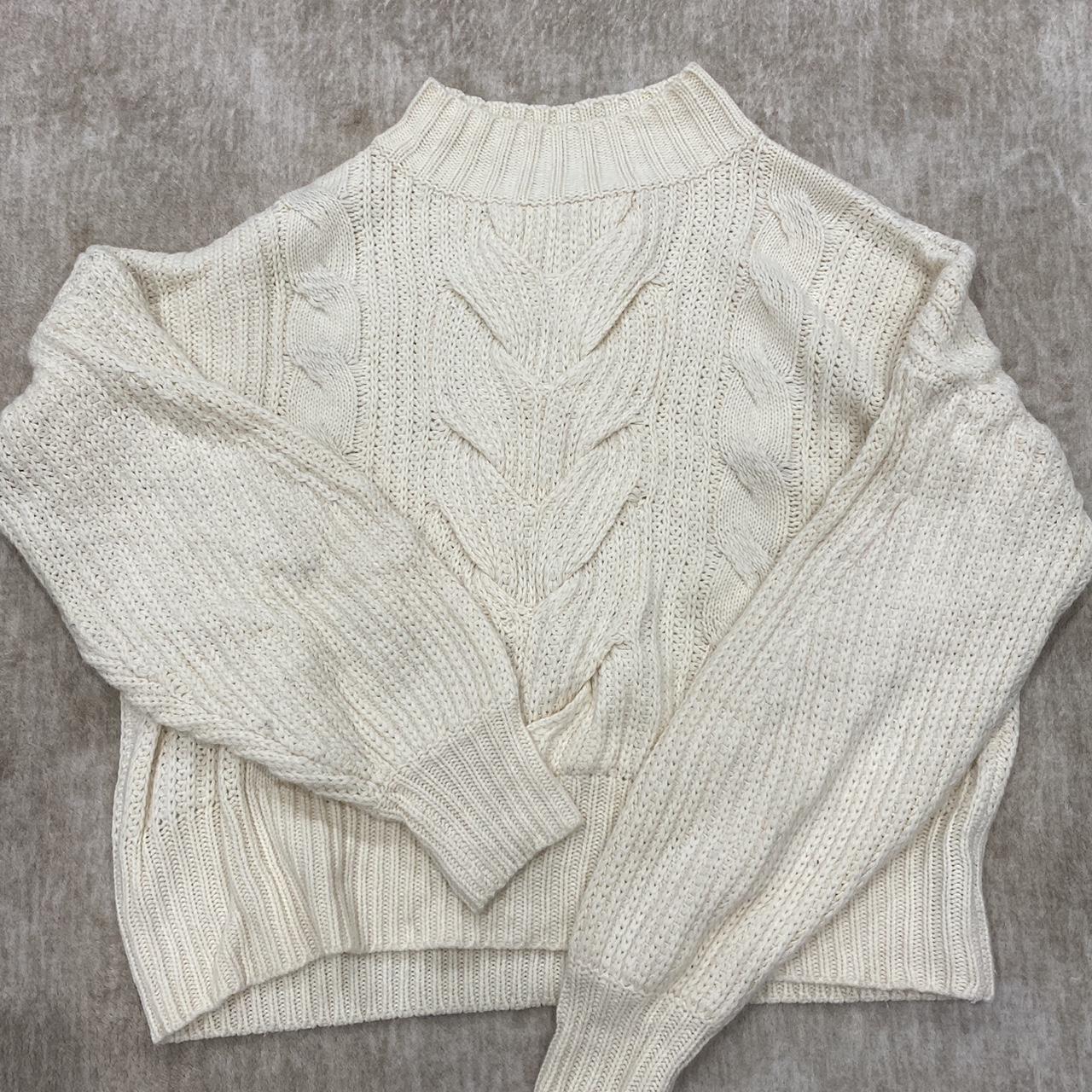 Super soft and cute cream knit sweater size... - Depop