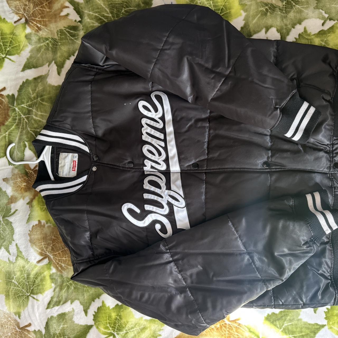 Supreme Script Varsity Puffy Jacket FW17 - Depop