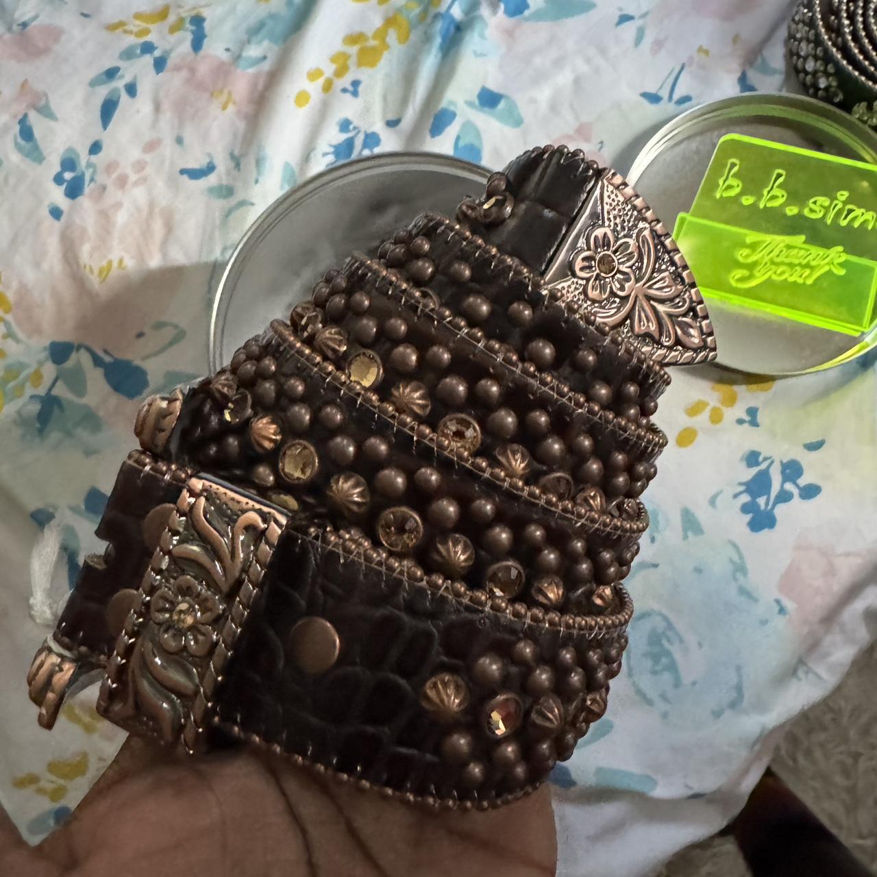 BB Simon Belt Brown and gold belt with a unique,... - Depop