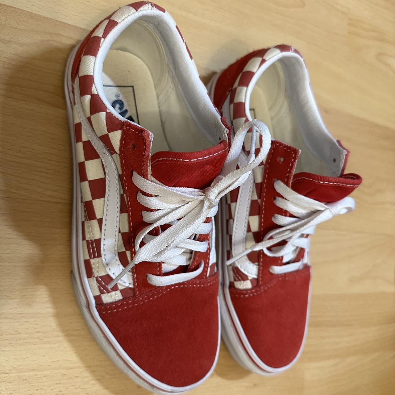 Vans red checkered Used lightly, no box - Depop