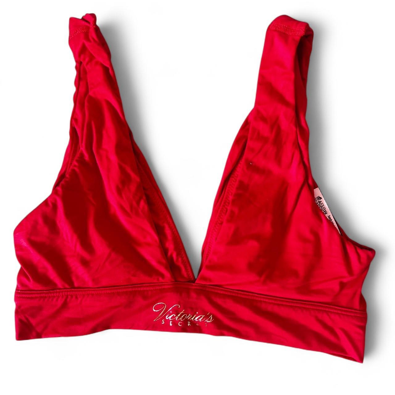 Red Victoria's Secret Triangle bralette top... | Depop