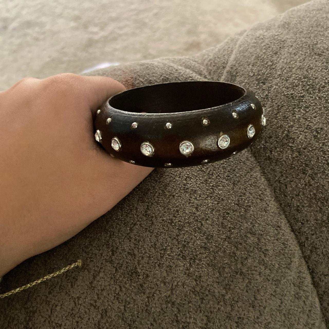 y2k 2000s mcbling bedazzled chunky bangle! In brand... - Depop