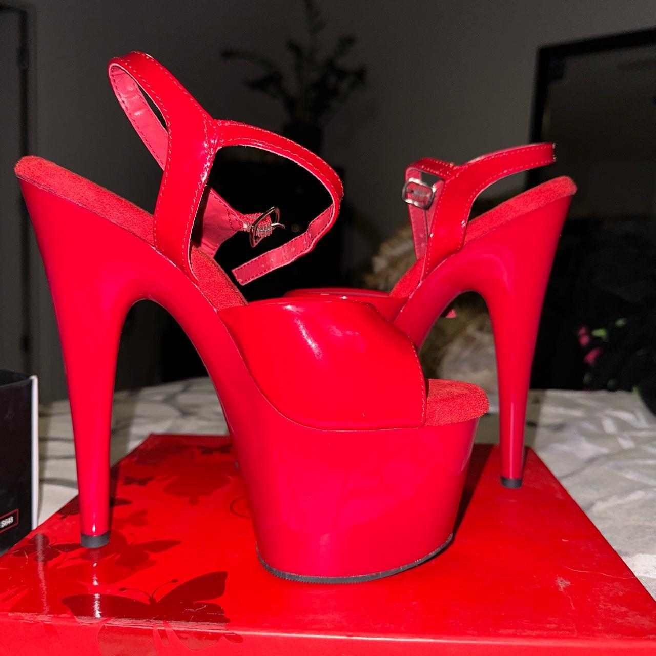 7 inch red ankle strap stiletto - Depop