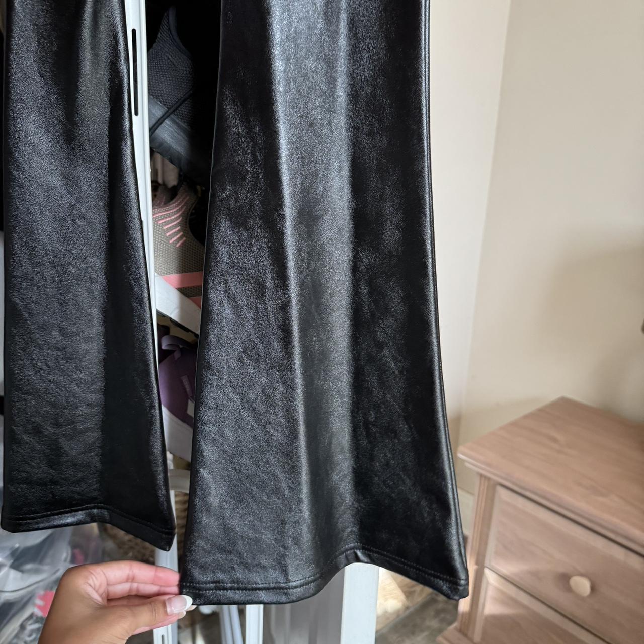 Pleather flare leggings - Depop