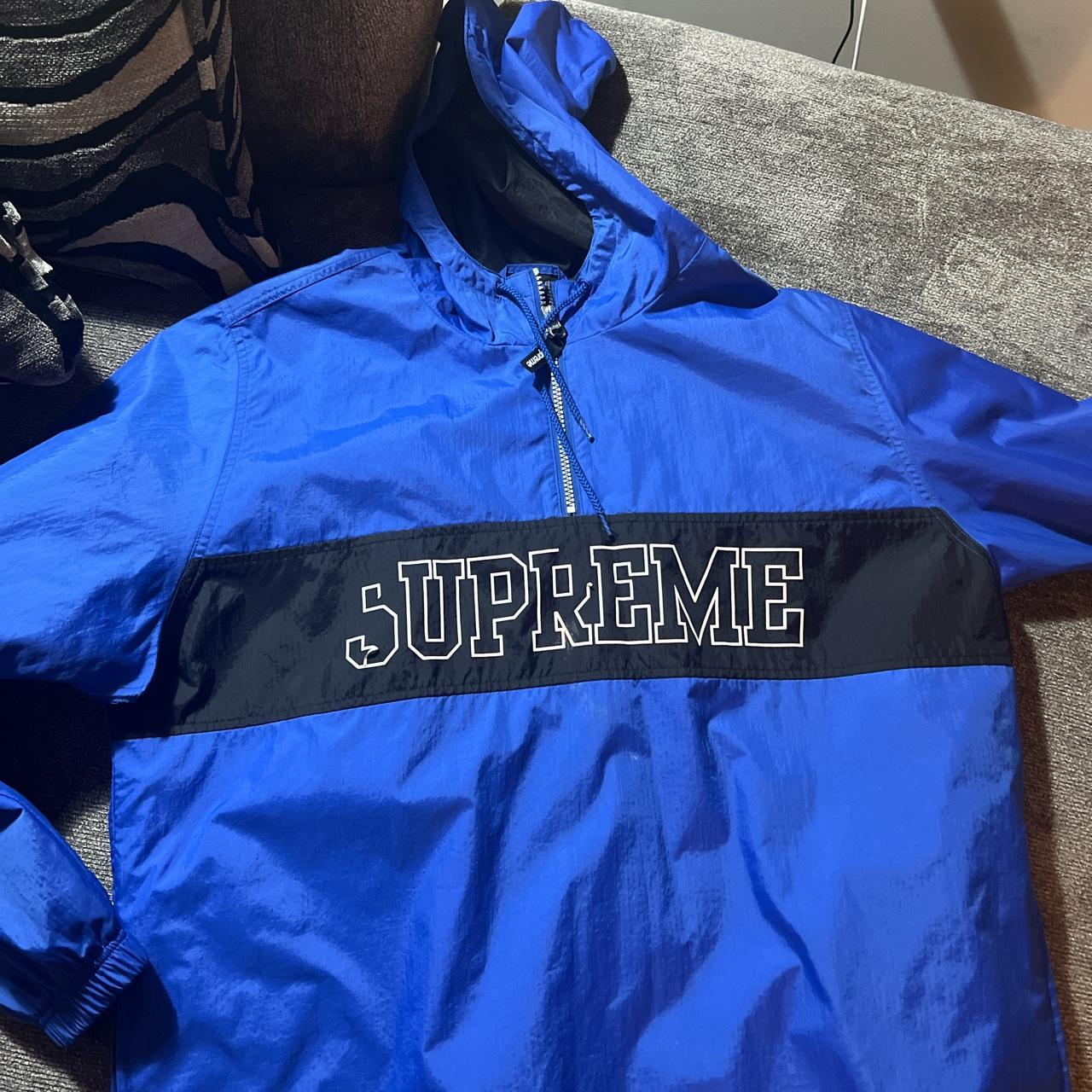 Supreme Windbreaker blue and black - Depop