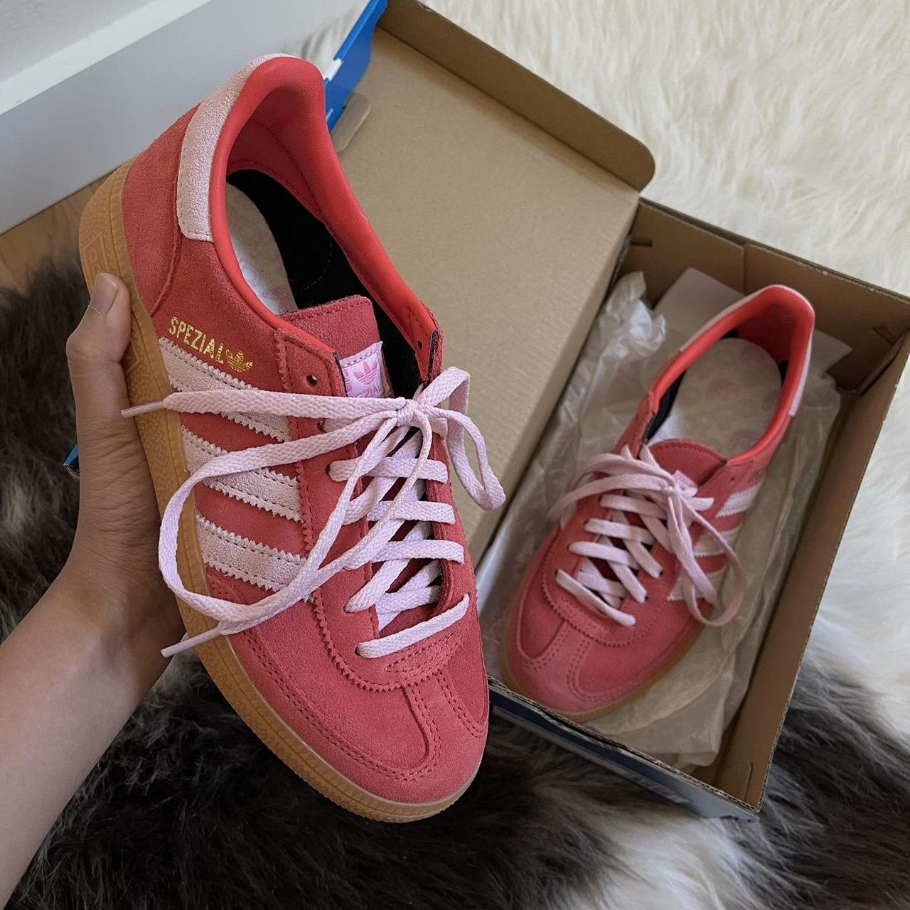 Adidas handball spezial ‘bright red clear pink’.... - Depop