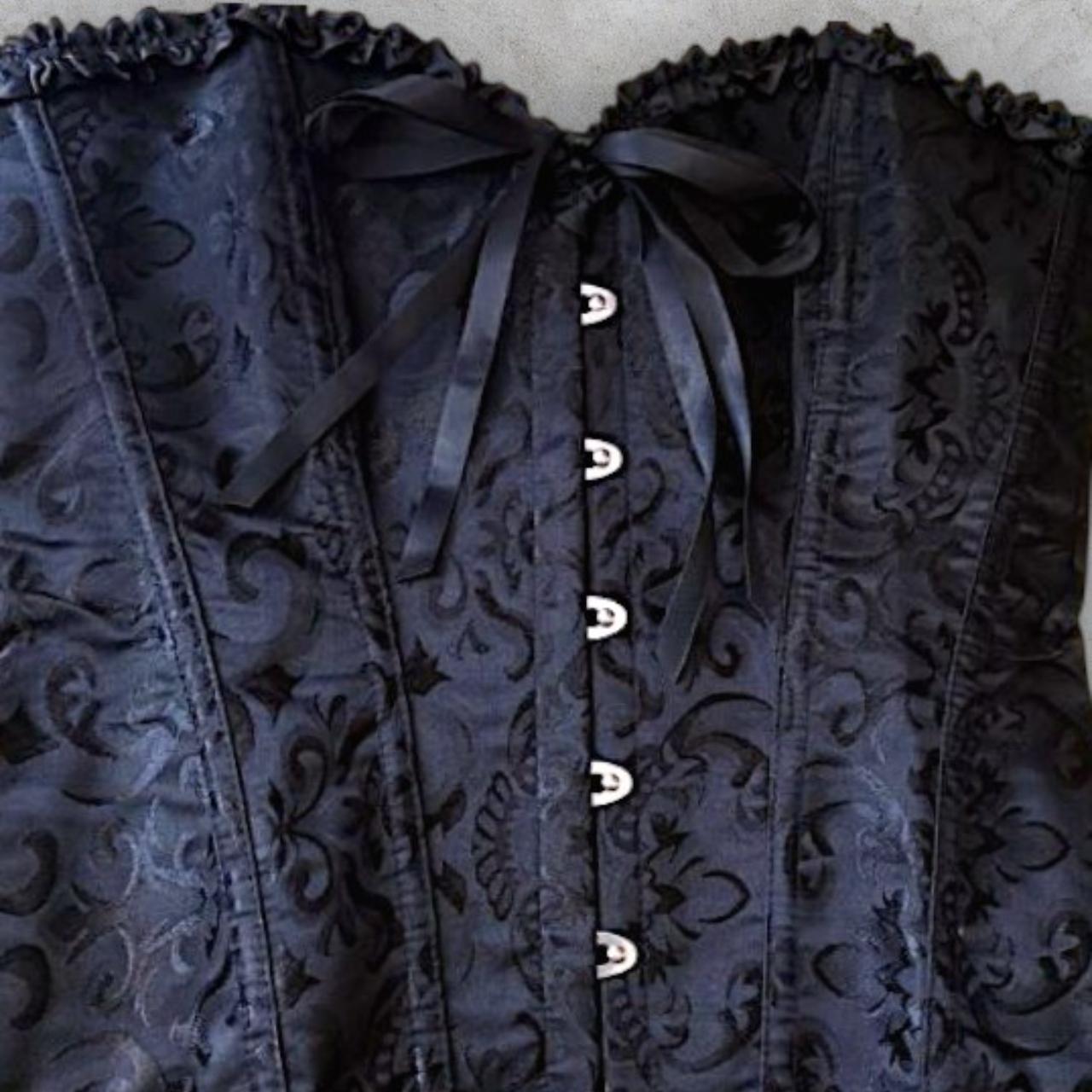 Vintage Black corset with ribbon lace tie, perfect... | Depop