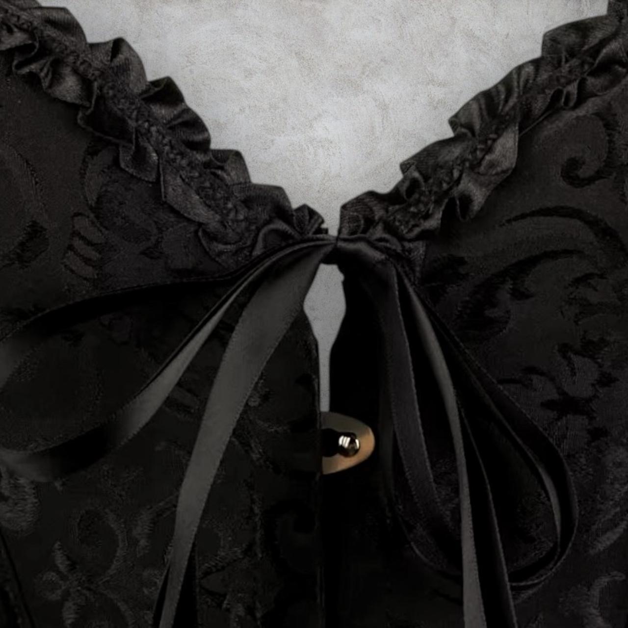 Vintage Black corset with ribbon lace tie, perfect... | Depop