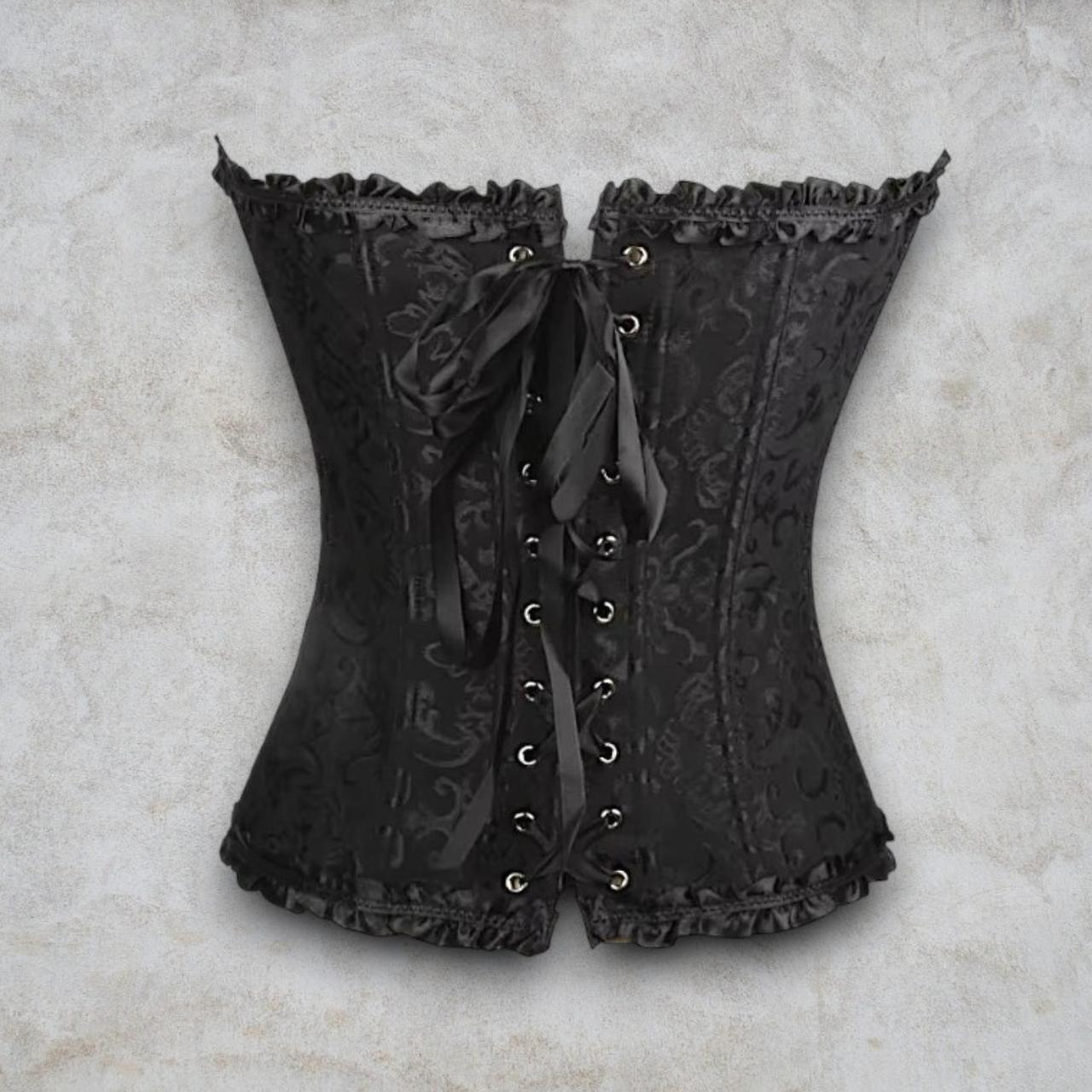 Vintage Black corset with ribbon lace tie, perfect... | Depop