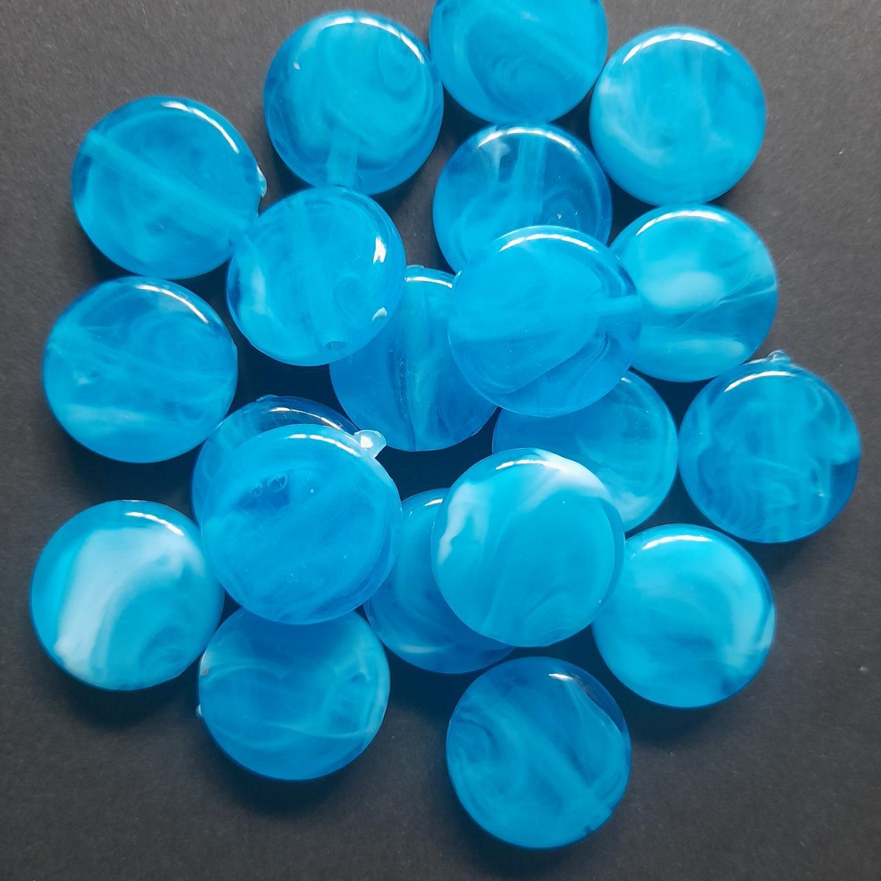 Lake blue colour. 20pcs. 15mm oblate shape acrylic... - Depop