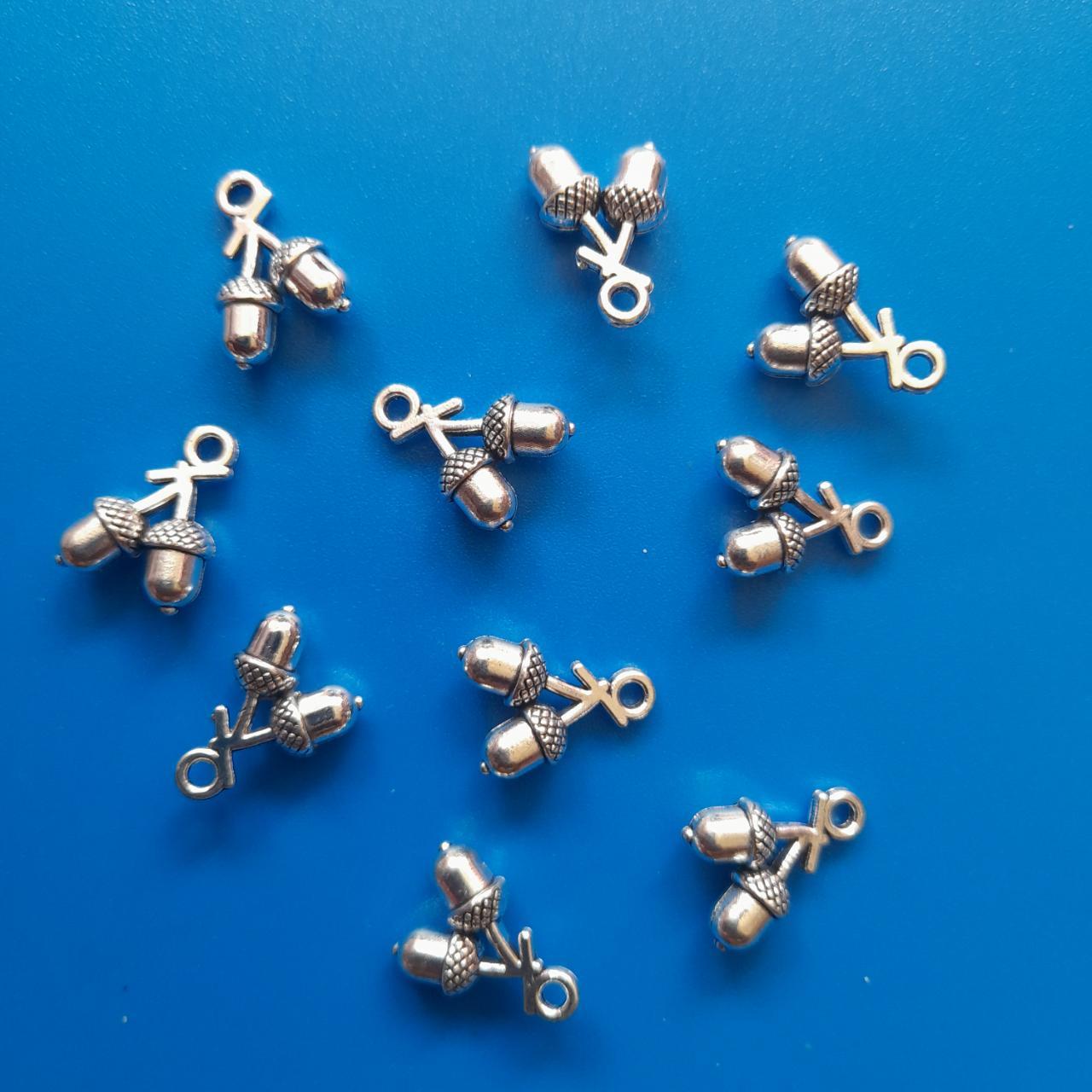 10pcs vintage alloy charms hazelnut acorn pendants... - Depop