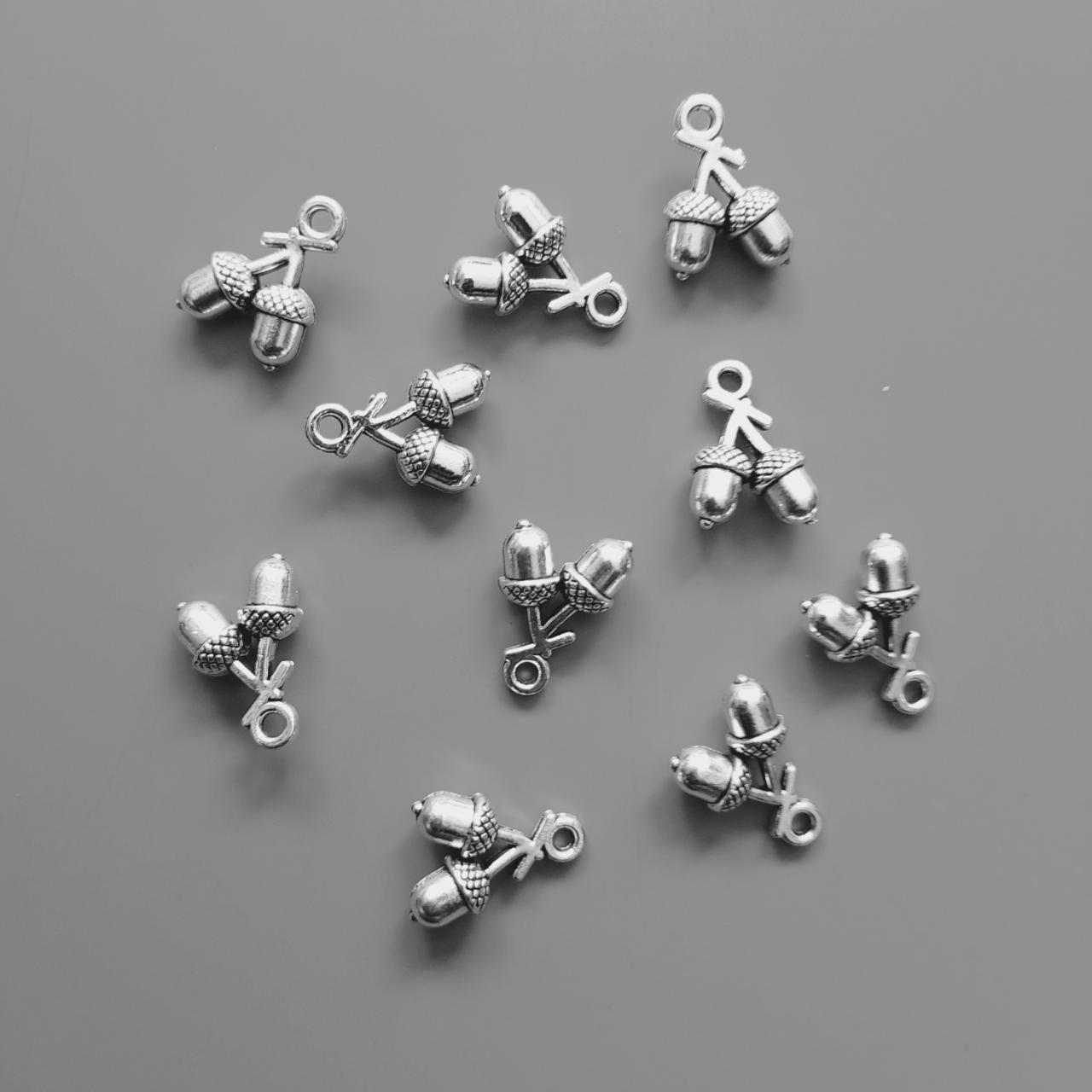 10pcs vintage alloy charms hazelnut acorn pendants... - Depop