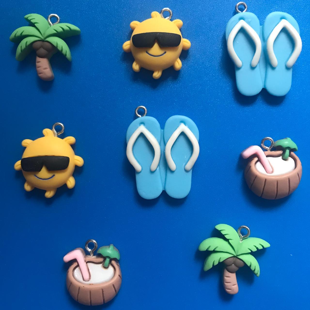 8pcs cartoon summer resin pendants. - Depop