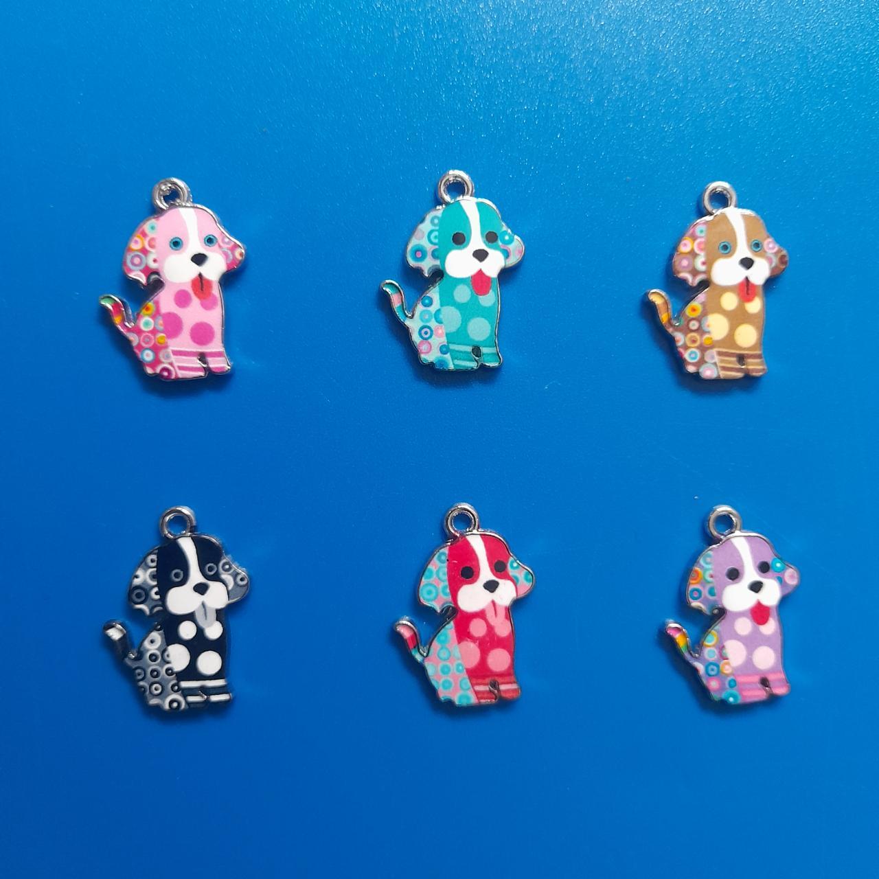6pcs cute Y2K alloy colorful puppy pendant handmade... - Depop