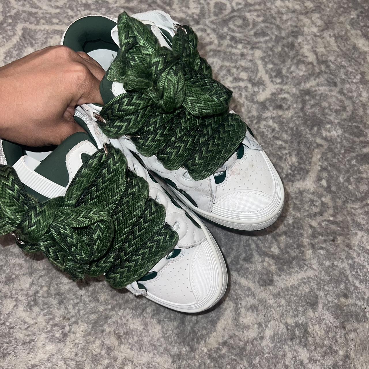 Lanvin leather curb sneakers. Good condition,... | Depop